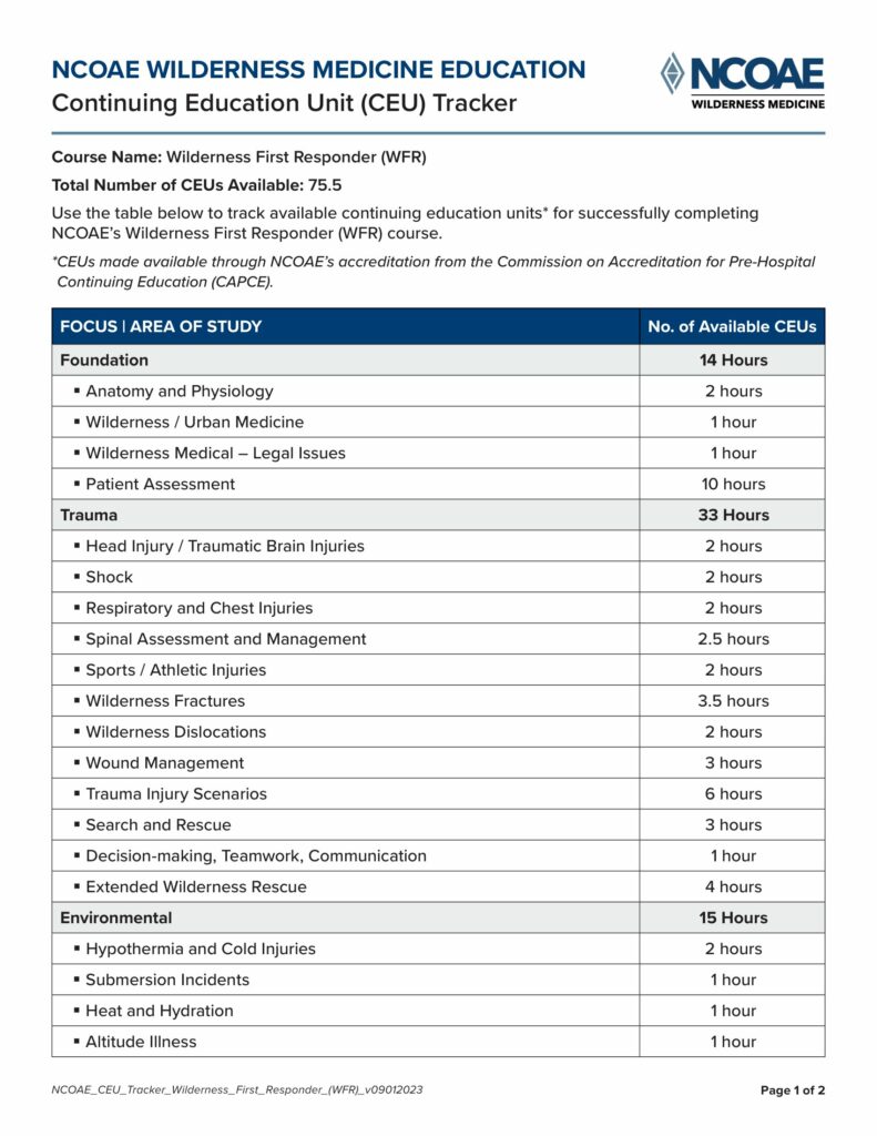 Continuing Education Credits (CEUs) - National Center for Outdoor ...